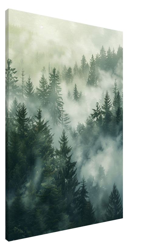 Misty Forest Wall Art Canvas Print Forest Scene Forest Print