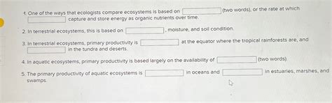 Solved One Of The Wavs That Ecologists Compare Ecosystems Is