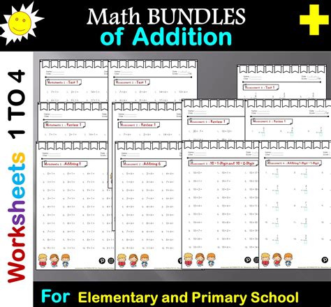 Math Addition Part 1 To 4 Bundles Math Addition Worksheets Addition Word Problems