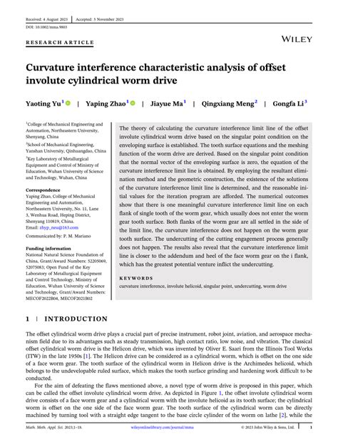 Curvature Interference Characteristic Analysis Of Offset Involute