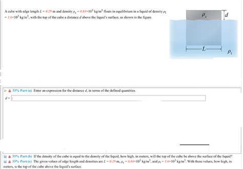 Solved A Cube With Edge Length L 0 29m ﻿and Density