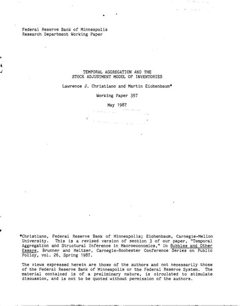 Pdf Temporal Aggregation And The Stock Adjustment Model Of Inventories