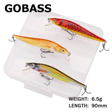 Gobass 크랭크베이트 루어 워블러 박스 낚시용 하드 인공 미끼 물고기 저크 베이트 낚시 태클 세트 플로팅 미노우 낚시미끼들 Aliexpress