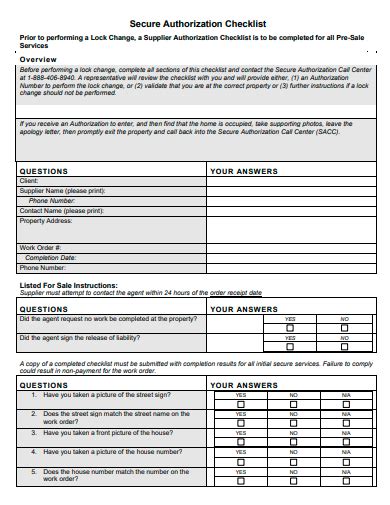 Free 25 Authorization Checklist Samples In Pdf Ms Word