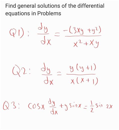 Solved Find General Solutions Of The Differential Equations
