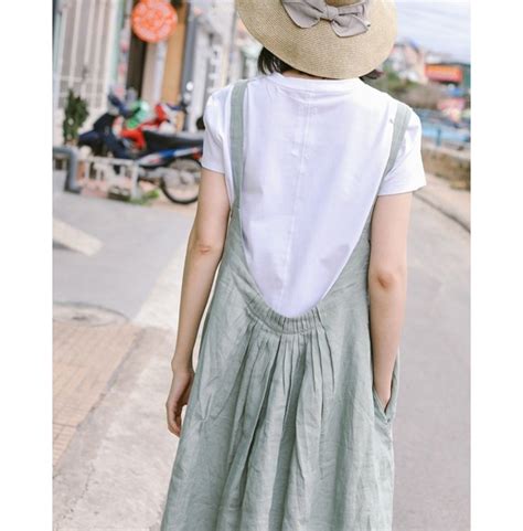 미스유 르아 멜빵 린넨 원피스