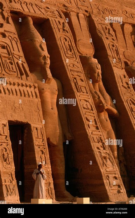 Egypt Abu Simbel Temple Facade With Statues Of Kings And Queens Flanked