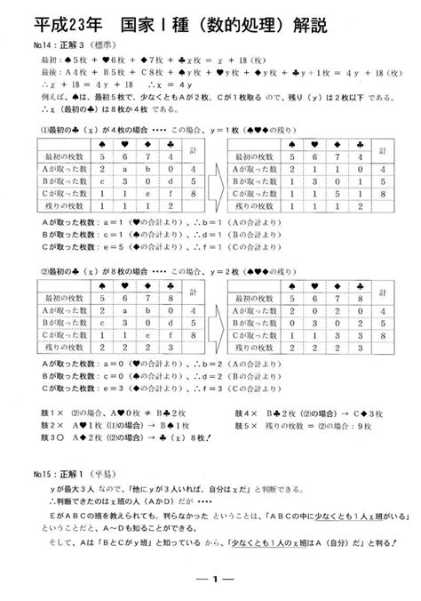 H23国家1種「数的処理」の解説です。 Lec名古屋★数的処理講師★五味のブログ