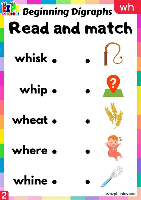 Group2 WH Words Read And Match Consonant Digraphs Phonics Beginning ...