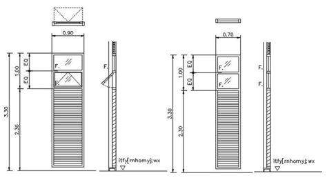 Shutter Door With Ventilator Section And Elevation Details Autocad 2d Dwg File