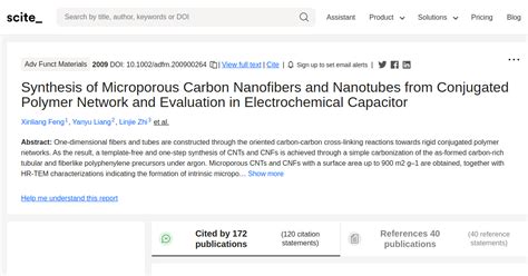 Citation Report Synthesis Of Microporous Carbon Nanofibers And Nanotubes From Conjugated