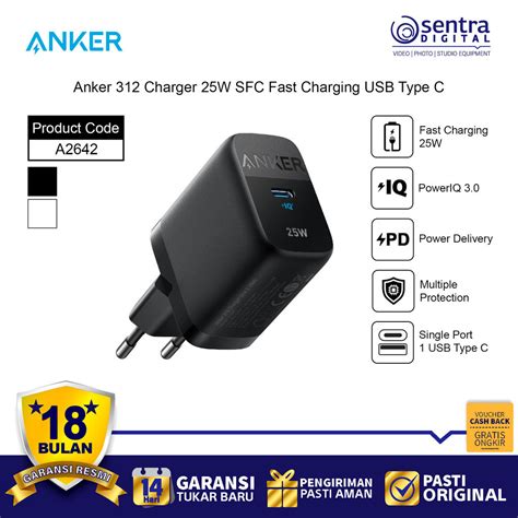 Jual Anker Wall Charger Adaptor Usb Type C Fast Charging W Usb Type C A Shopee
