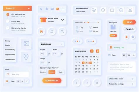 User Interface Elements For Delivery App Neumorphic Design Ui Elements