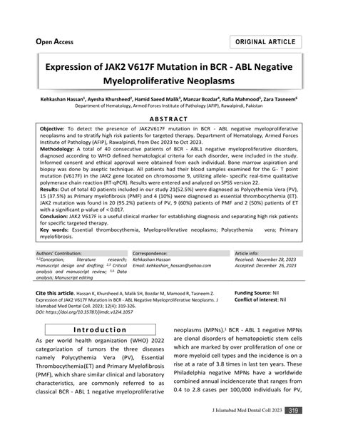 Pdf Expression Of Jak2 V617f Mutation In Bcr Abl Negative Myeloproliferative Neoplasms