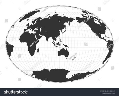 Vector World Map Fahey Pseudocylindrical Projection Stock Vector Royalty Free 2226211563