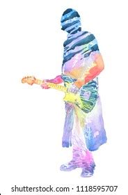 Rainbow Guitarist Hand Drawn Art Work Stock Illustration 1118595707 Shutterstock
