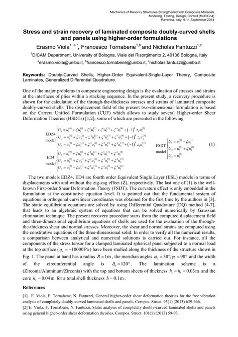 Pdf Stress And Strain Recovery Of Laminated Composite Doubly Curved