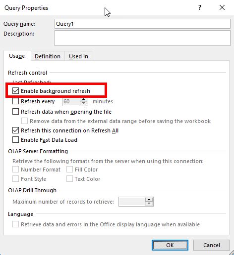 Refresh Query In The Background So That I Can Work On The Excel Super