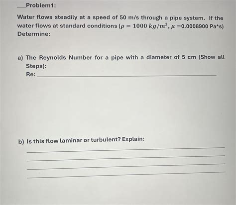Solved Q ﻿problem1 Water Flows Steadily At A Speed Of 50ms