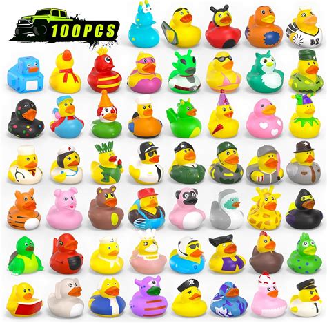 100 Pcs Rubber Ducks In Bulk Assortment Jeep Ducks For