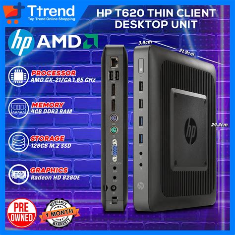 HP Thin Client Desktop Mini PC AMD G Series Processor 4GB RAM 128gb SSD M SATA Free Power