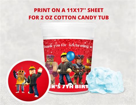 Roblox Cotton Candy Wrapper Printable Digital Download Personalized