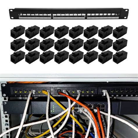 19inch 1u Cabinet Rack Pass Through 24 Port Cat6 Patch Panel Rj45