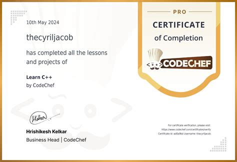 User Certificate Codechef