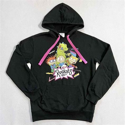 Nickelodeon Unisex Rugrats Reptar Chuckie Black Hoodi Gem