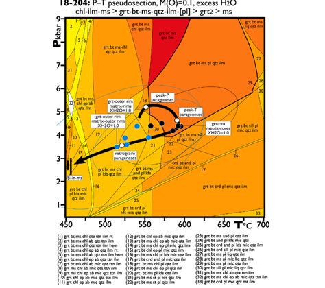 Nckfmashto P T Pseudosection For Metapelite Sample 18 204 Calculated