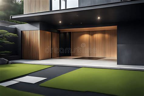 Modern Main Entrance Door Japanese Minimalist Style Exterior Of Villa