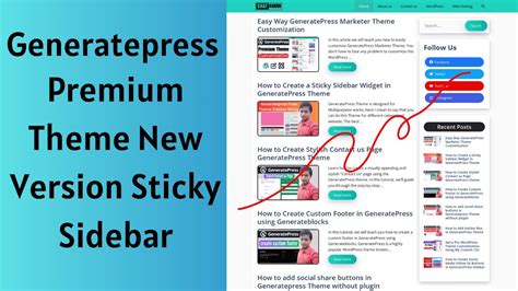 how to make a sticky sidebar in generatepress theme new version youtube