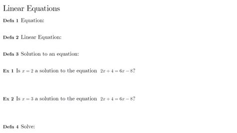 Linear Equations