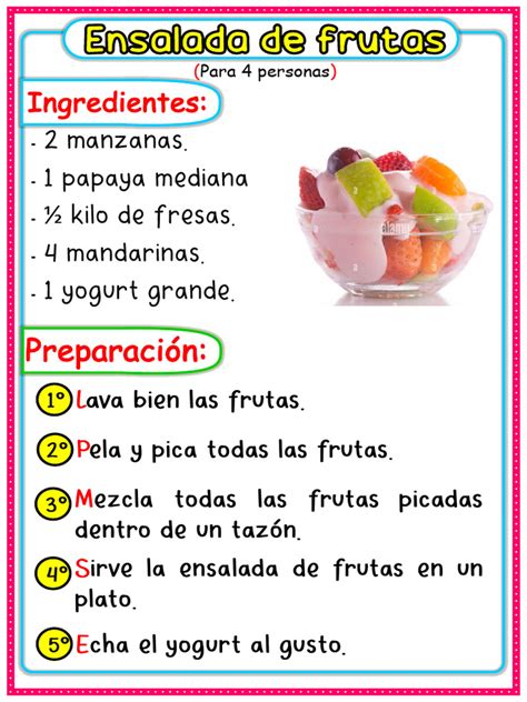 Receta De Ensalada De Frutas Para Niños Pdf Ensalada Cocina