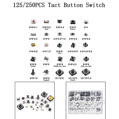 25types Kit Values Tactile Push Button Switch Micro Momentary Tact Assortment £7 37 Picclick Uk