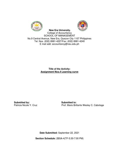 Assignment Nos 4 Learning Curve Pdf Profit Economics Learning