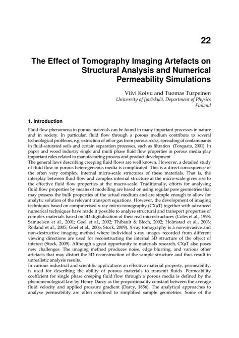 Pdf The Effect Of Tomography Imaging Artefacts On Structural Analysis
