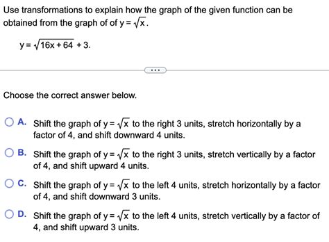 Solved Use Transformations To Explain How The Graph Of The