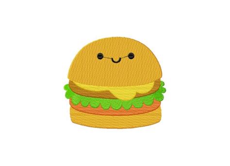 Cute Burger Embroidery Design Daily Embroidery