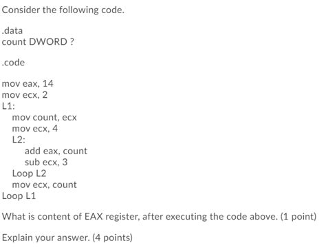 Solved Consider The Following Code Data Count DWORD Code Chegg Com