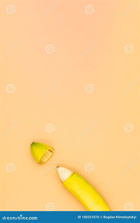 Banana With The Tip Of The Peel Cut Off The Concept Of Male
