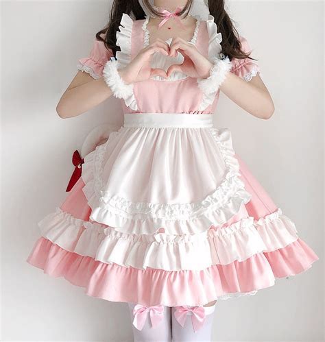 Cute Anime Japanese Maid Neko Pink Dress Cosplay Sugarplum Store