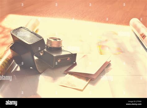 Beautiful Concept For Summer Travel Map With Sunset And Accessories