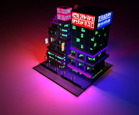 Cyberpunk Voxel City Render By Heibk201 On Deviantart