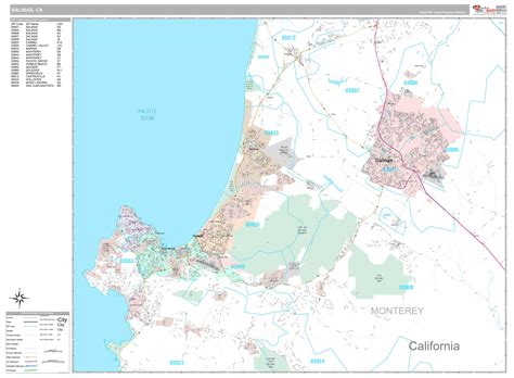 Premium Style Wall Map Of Salinas Ca American Map Store