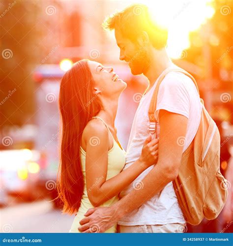 Couple In Love Kissing Laughing Having Fun Stock Image Image Of Kiss