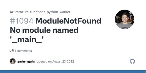 Modulenotfounderror No Module Named Main · Issue 1094 · Azureazure Functions Python