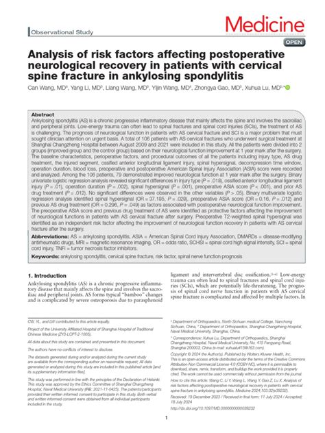 Analysis Of Risk Factors Affecting Postoperative6 Pdf Spinal Cord