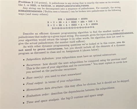 Solved Problem 2 10 Points A Palindrome Is Any String