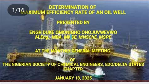 Maximum Efficiency Rate Mer Of An Oil Well